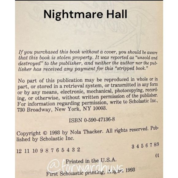 Scholastic | Accents | Vintagethriller Young Adult Book Nightmare Hall ...